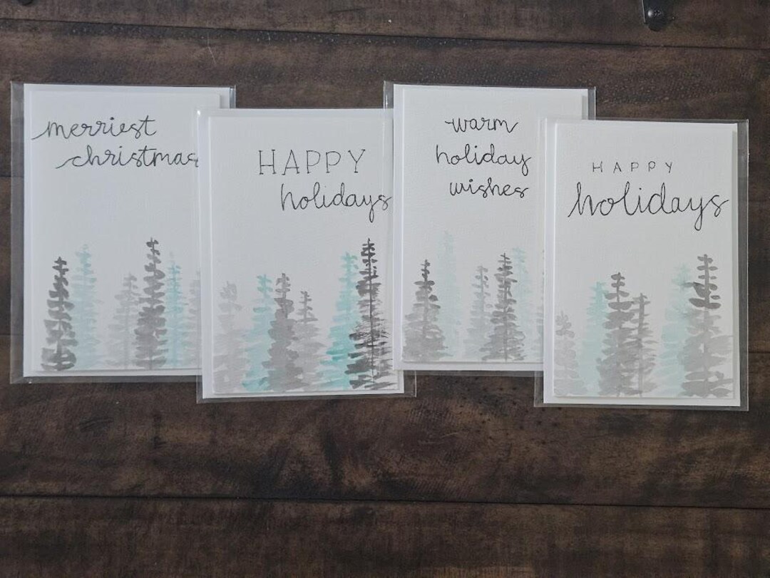 Pastel Watercolor Christmas Cards- Blank Inside - Etsy