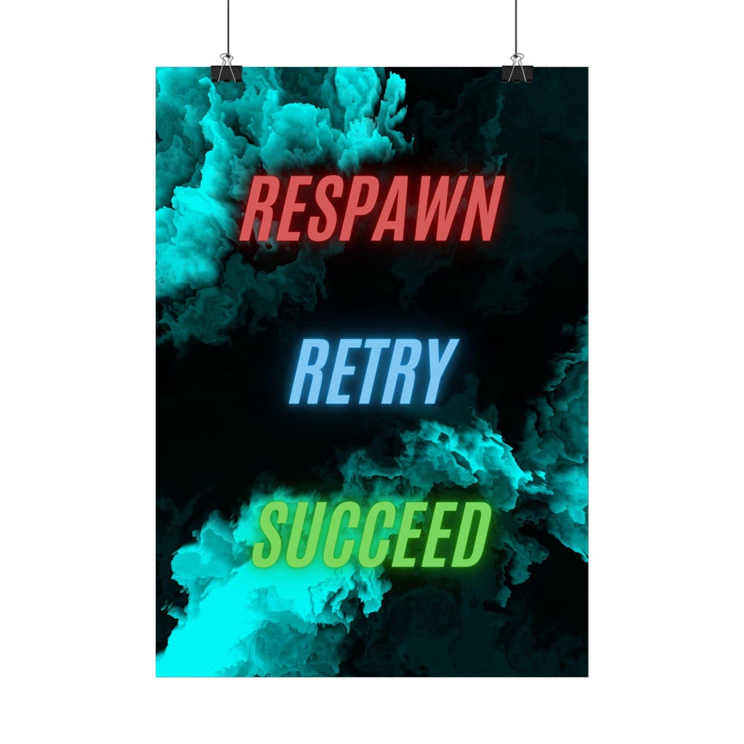 RGB Gaming Poster: Respawn Retry Succeed - Motivational Geek Wall Art ...