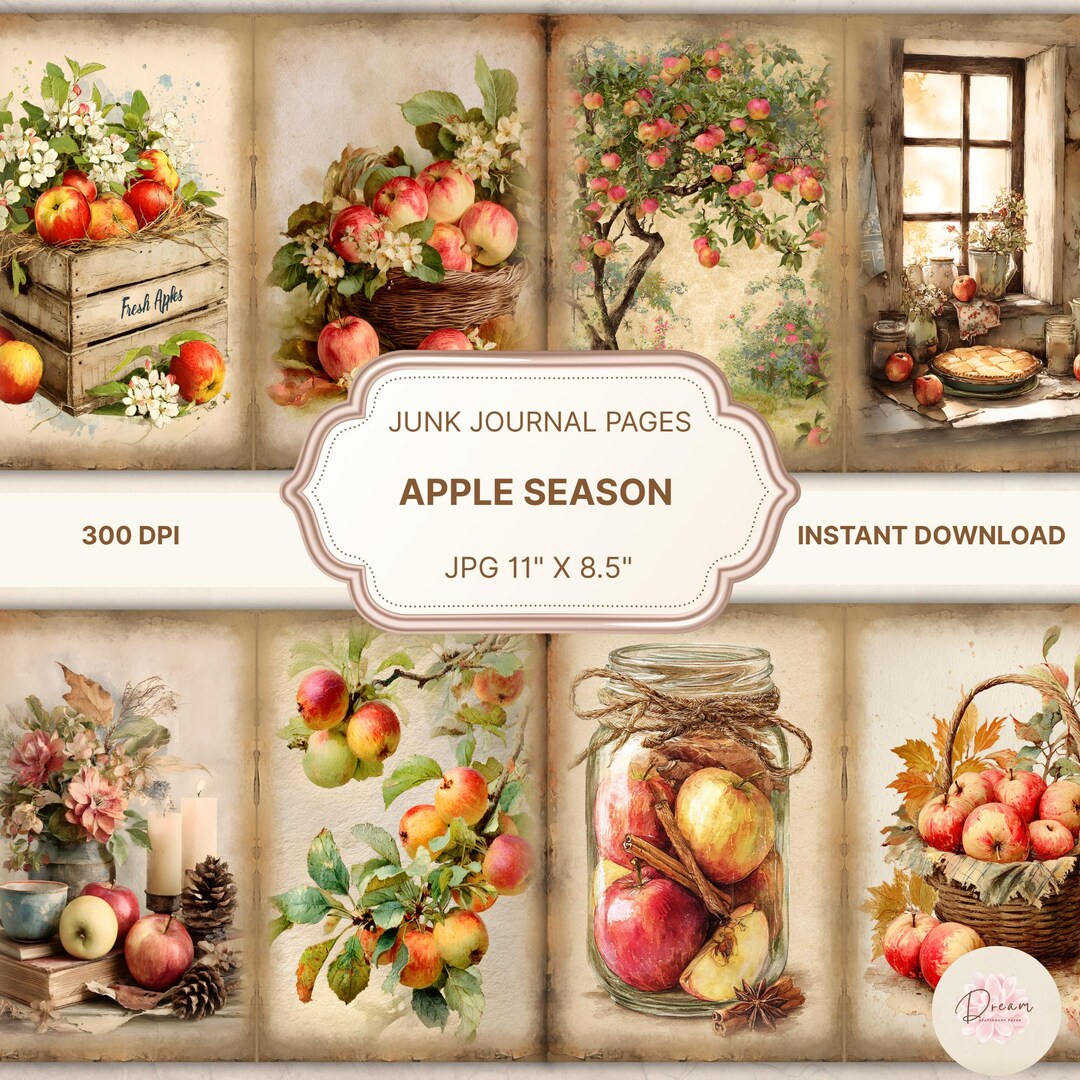 Apples Junk Journal Page,apple Scrapbooking Printable,fruit Journal ...