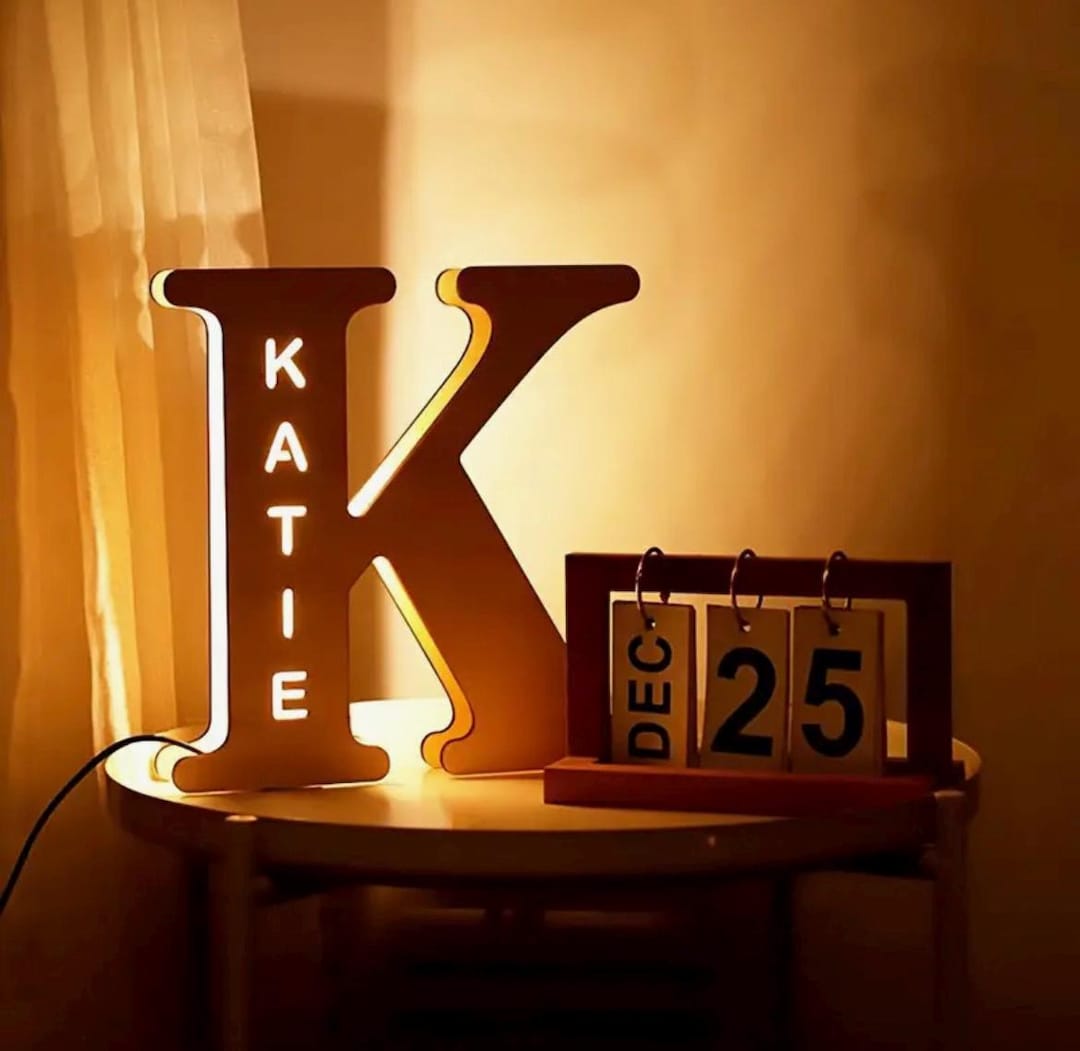 Custom Letter Name Light – Personalized LED Nursery Initial Lamp - Etsy