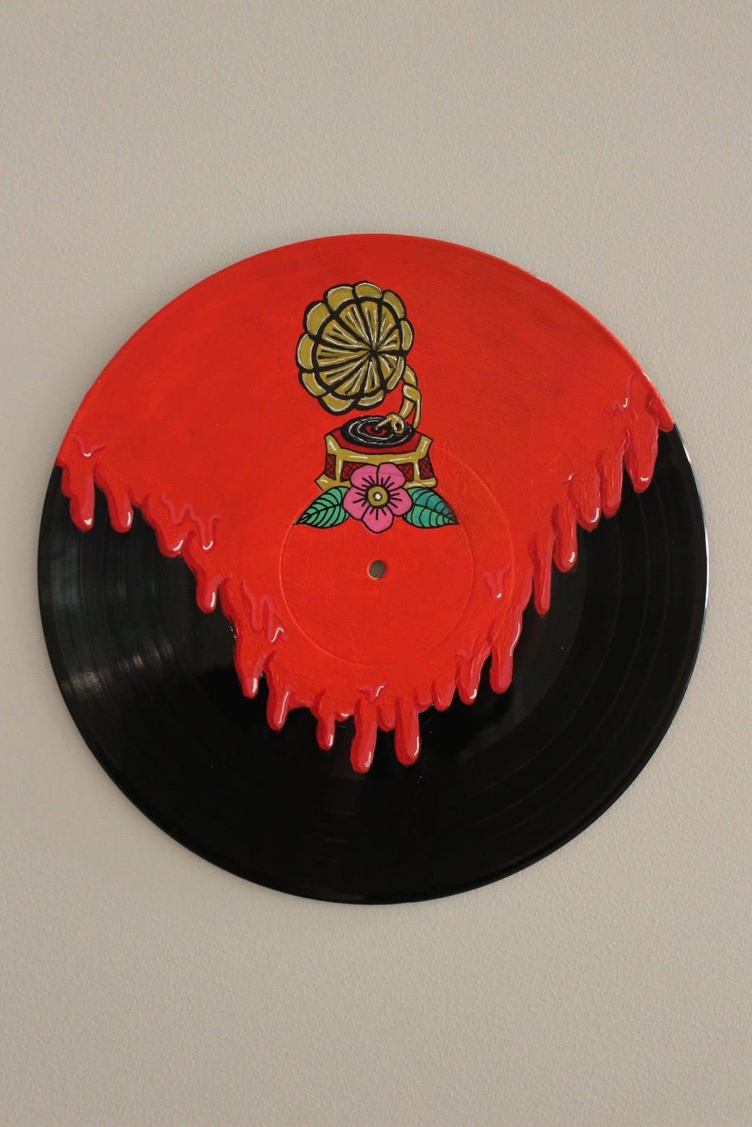 Record Player Painted on Vinyl Record - Etsy