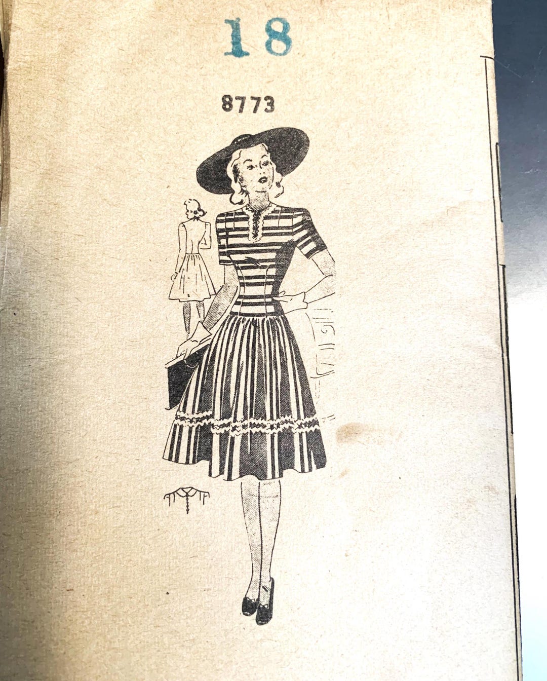 Vintage 1940s Mail Order Dress Pattern 8773; Short Sleeve Dress Using ...