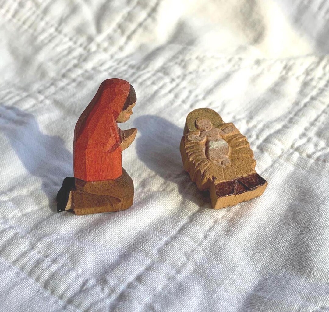 Vintage Emil Helbig German Erzgebirge Nativity Figures Mary & Baby ...