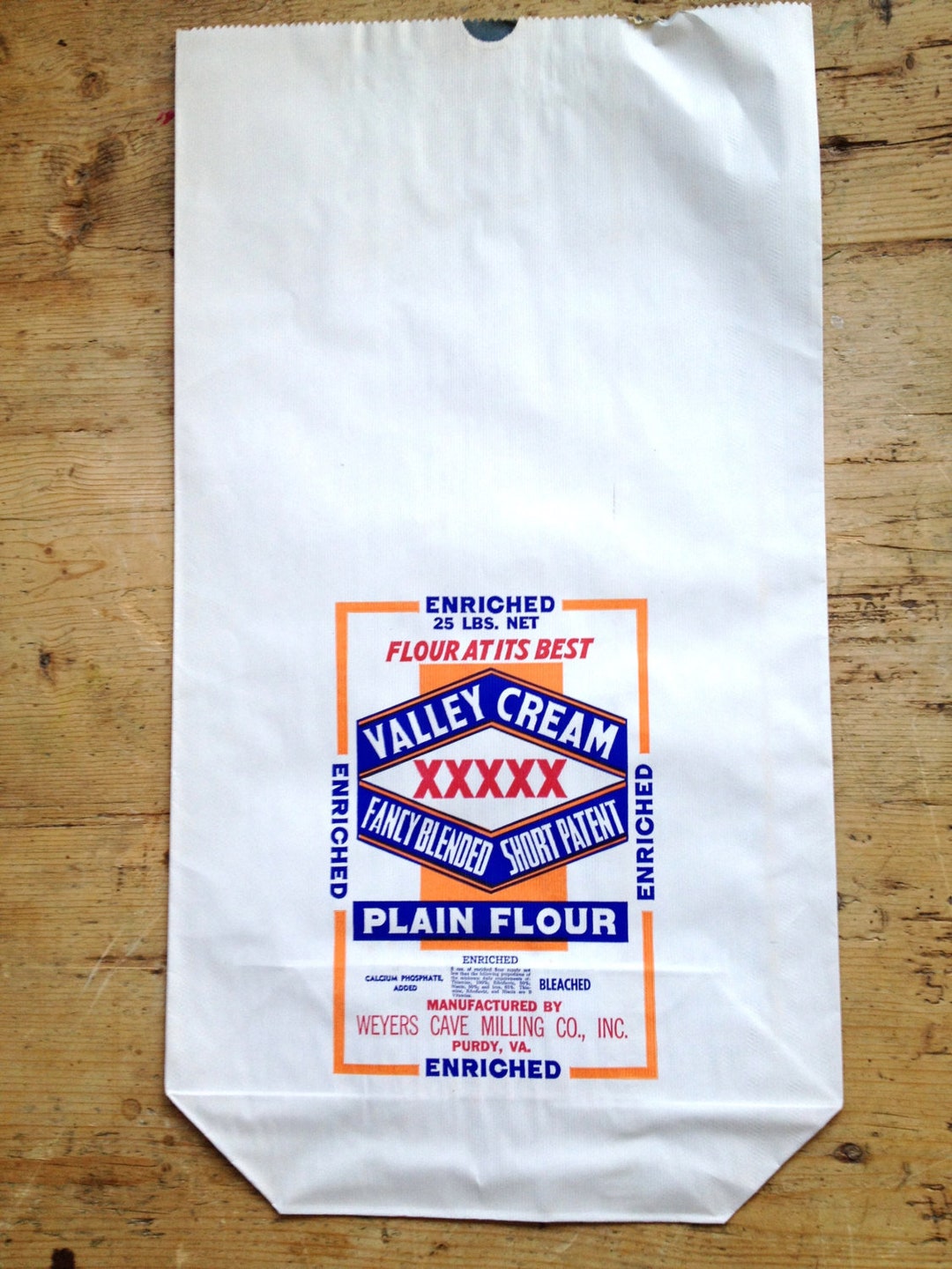 Unused Vintage Paper Flour Sack Valley Cream Plain Flour 25 - Etsy