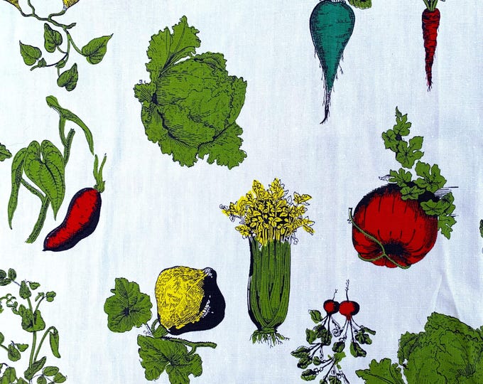 Vintage 1940s-50s Botanical Vegetable Print Sewing, Crafting, Decor ...