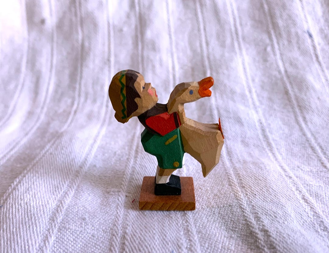 Vintage Erzgebirge Wooden Miniature Mini Hand-carved Hand-painted Boy ...