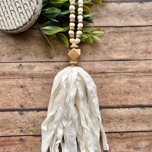 Cream Silk Tassel Necklace, Long Tassel Necklace, Neutral Tassel ...