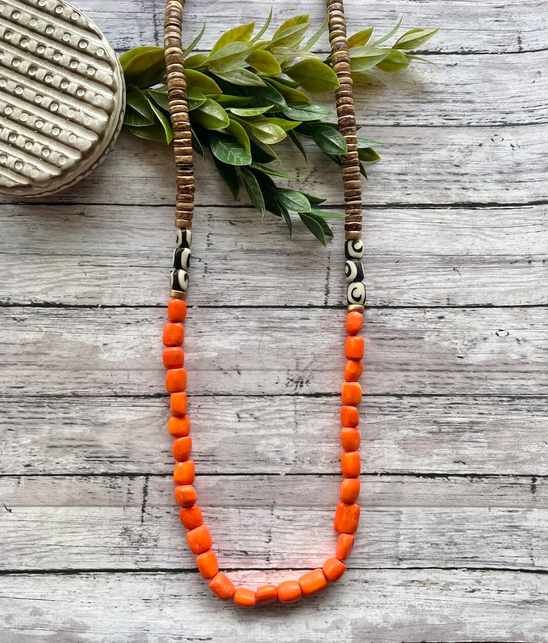 Orange Necklace, Orange Beaded Statement Necklace, Game Day Orange ...