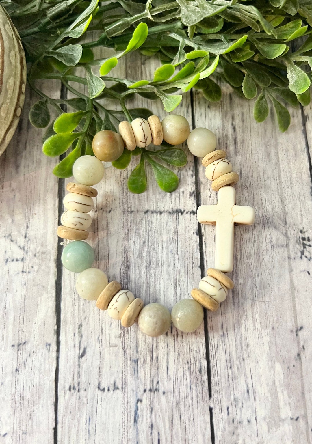 Cross Beaded Bracelet Coastal, Sideways Cross Stacking Bracelet ...