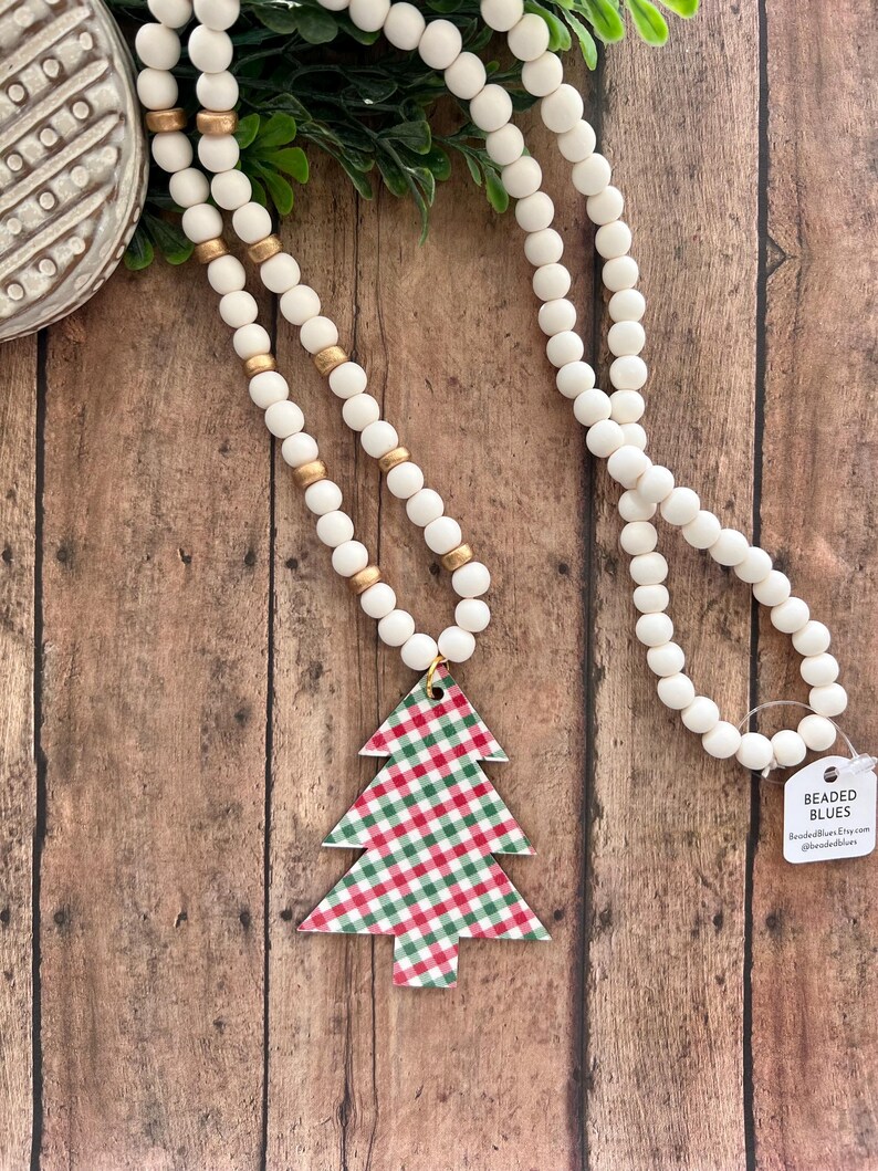 Christmas Tree Necklace, Christmas Necklace With Tree Pendant, Red and ...