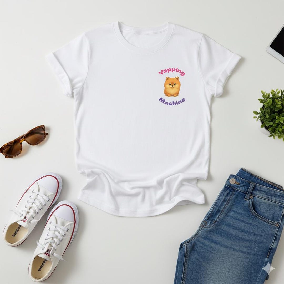 Funny Pomeranian T-shirt: Yapping Machine Dog Tee, Small Dog Lover Gift ...