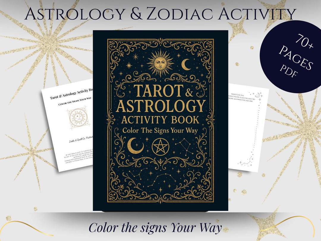 Tarot & Zodiac Coloring + Activity Book PDF | Astrology Puzzles, Word ...