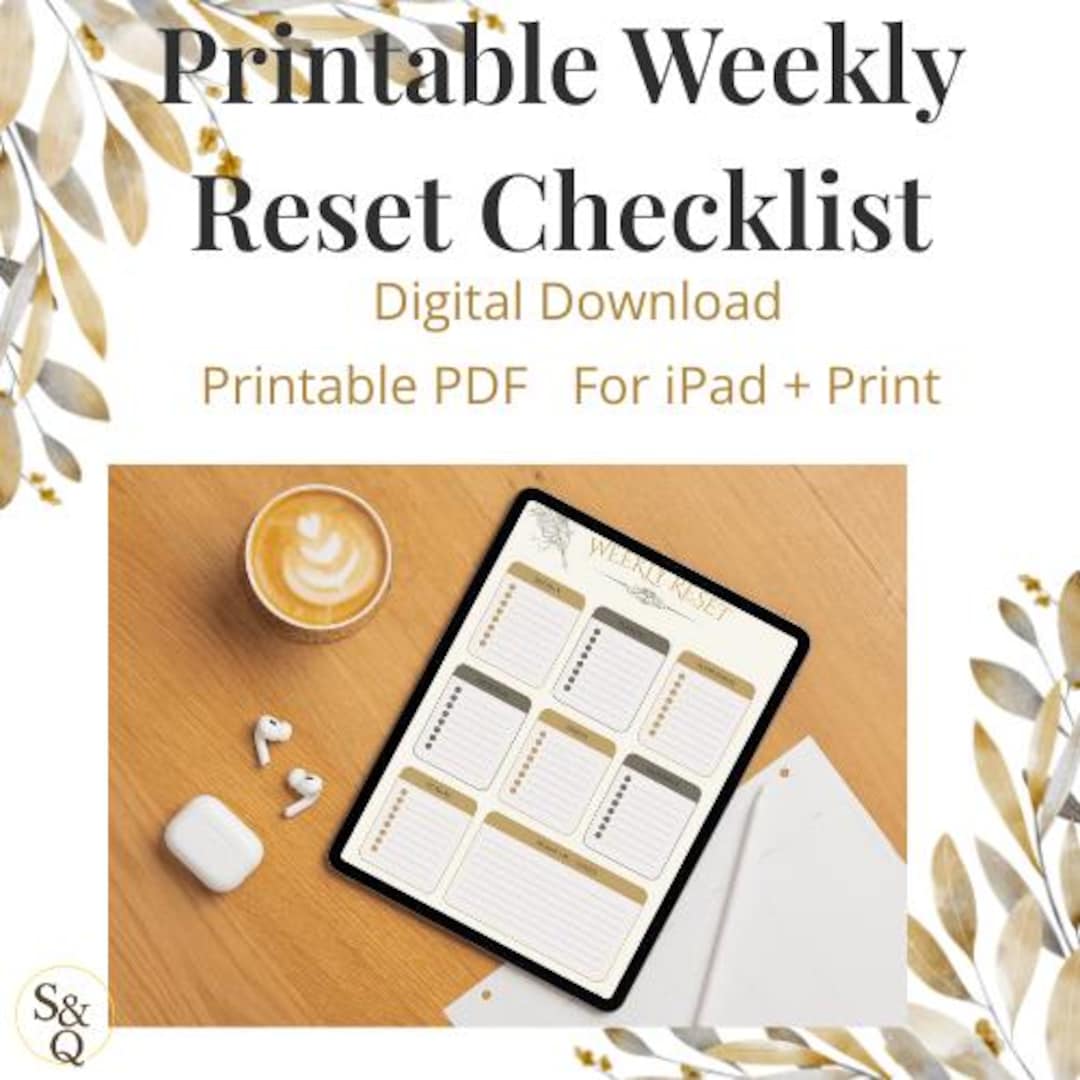 Weekly Reset Checklist | Minimalist Digital Planner for Home ...