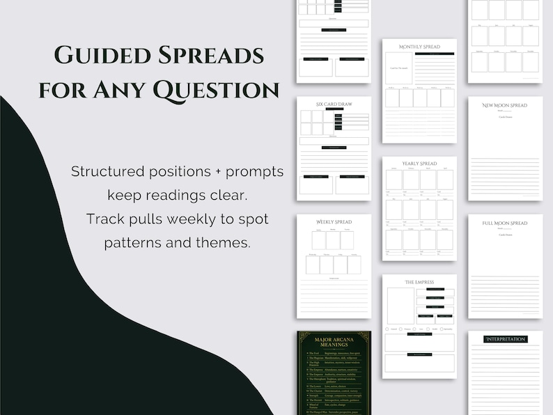 2026 Tarot Journal and Reading Log, 1–8 Card Spreads, Moon Rituals (PDF ...