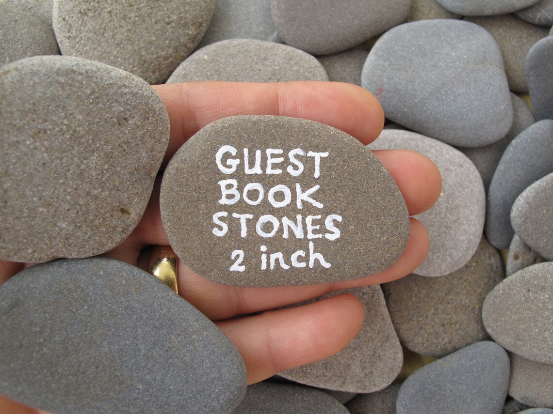 20 Wedding Stones Guest Book Stones Memorial Stones Flat Craft Stones ...