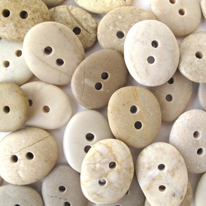 Small Single Beach Stone Buttons, Knitting Craft Buttons, Drilled River ...
