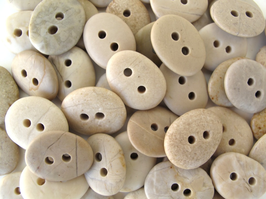 Medium Rock Buttons for Knitting Sewing and Craft Projects, Drilled ...