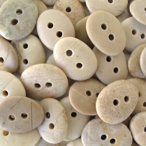 Small Single Beach Stone Buttons, Knitting Craft Buttons, Drilled River ...