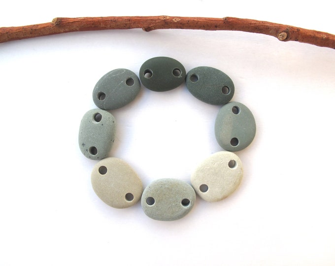 Side Drilled Green River Rock Links for Jewelry Making, Beach Stone ...