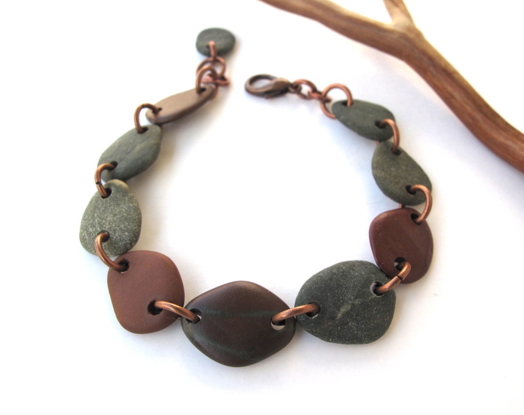 Colourful Rustic Pebble Bracelet Mediterranean Beach Stone Boho Jewelry ...