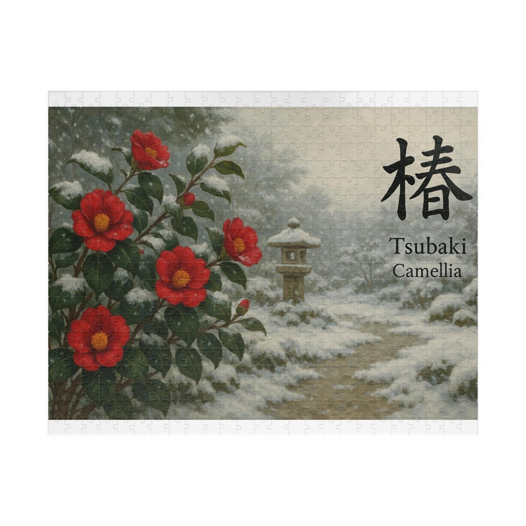 Tsubaki Camellia Puzzle | Japanese Kanji Art Jigsaw | 520 Pieces ...