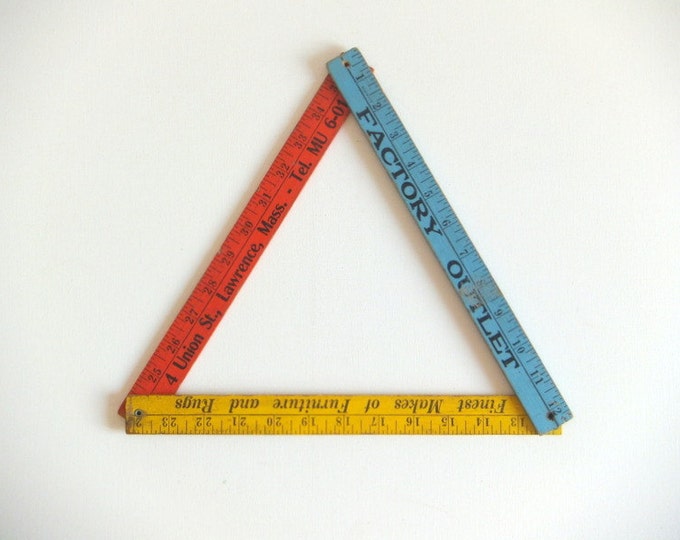 Folding Ruler Advertising Red Blue and Yellow - Etsy