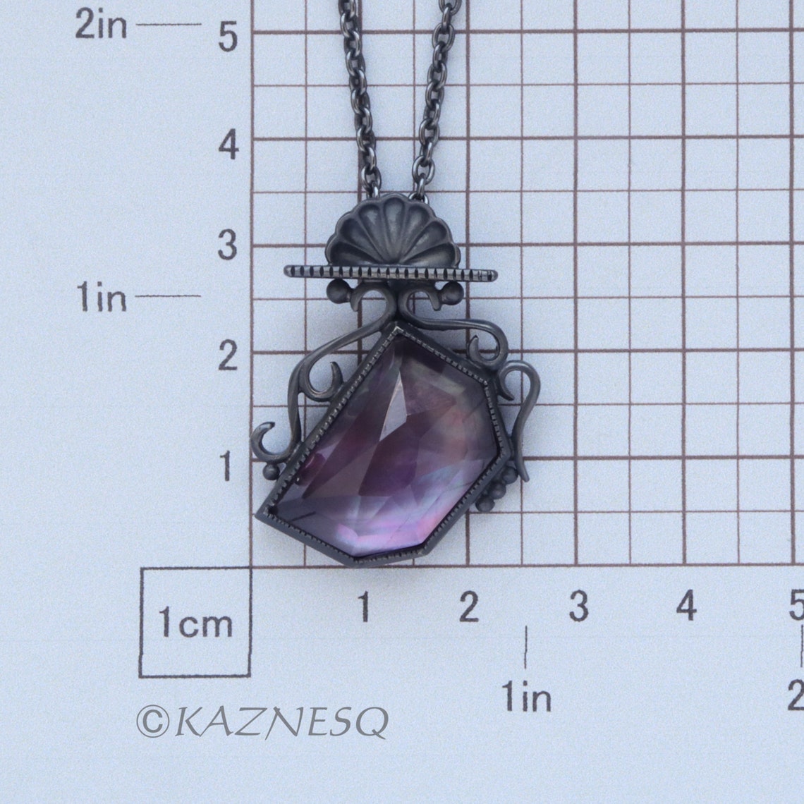 Amethyst Lined With Black Pearl Goth Taste Design Oxidized - Etsy