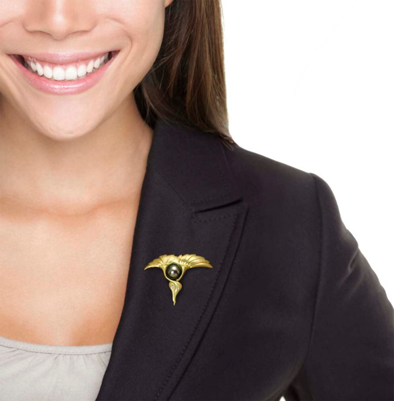 18K Gold Brooch Japanese Art Brooch Eternal Love Brooch Two - Etsy