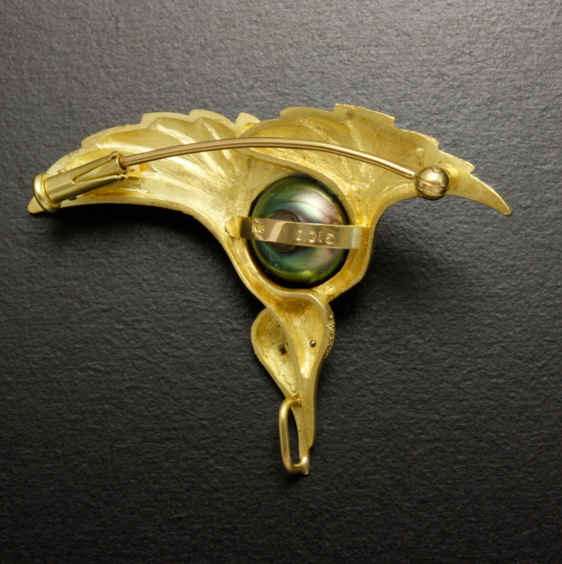 18K Gold Brooch Japanese Art Brooch Eternal Love Brooch Two | Etsy