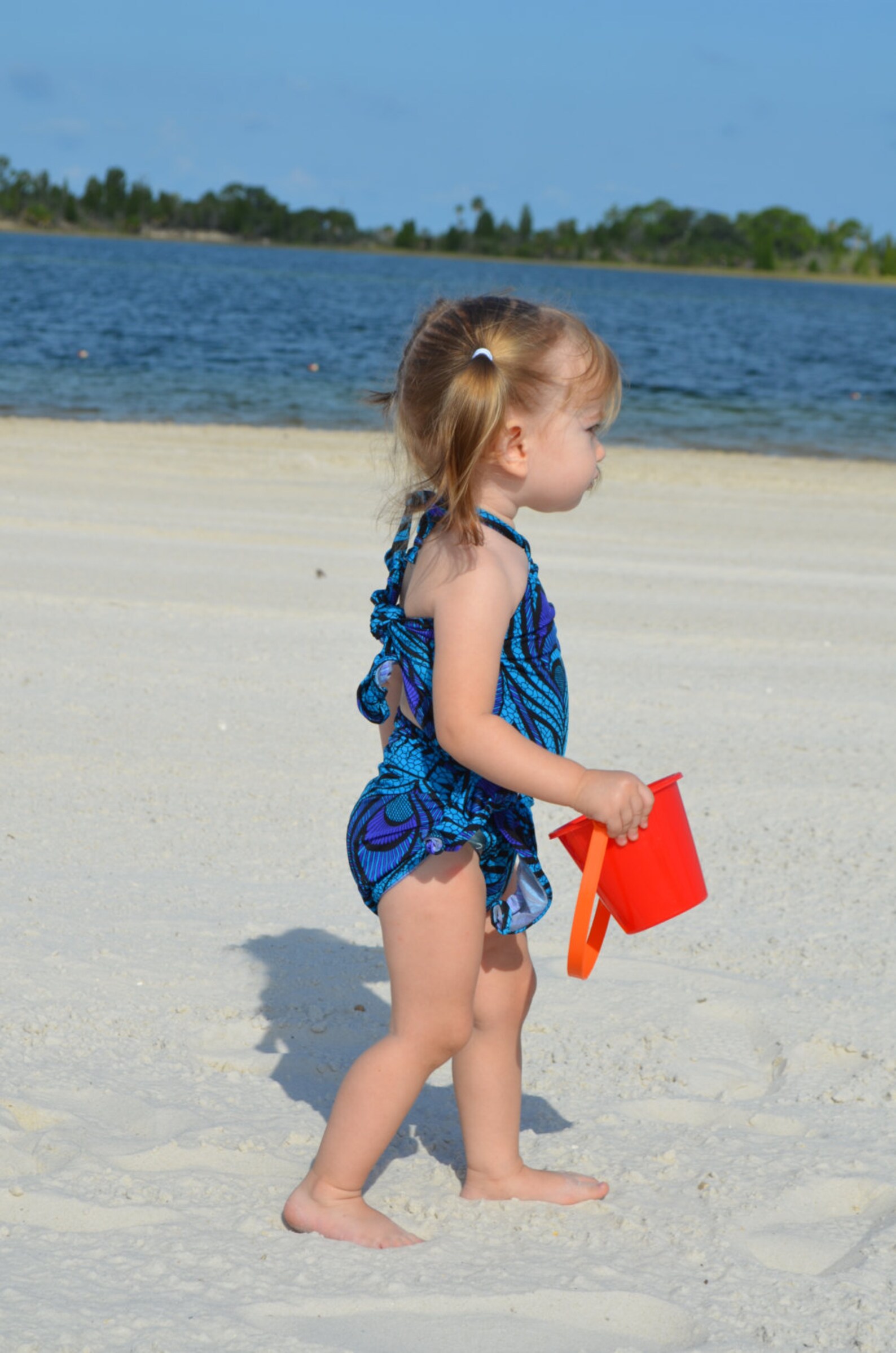 Baby Bathing Suit Blue Peacock Print Wrap Around Swimsuit One | Etsy