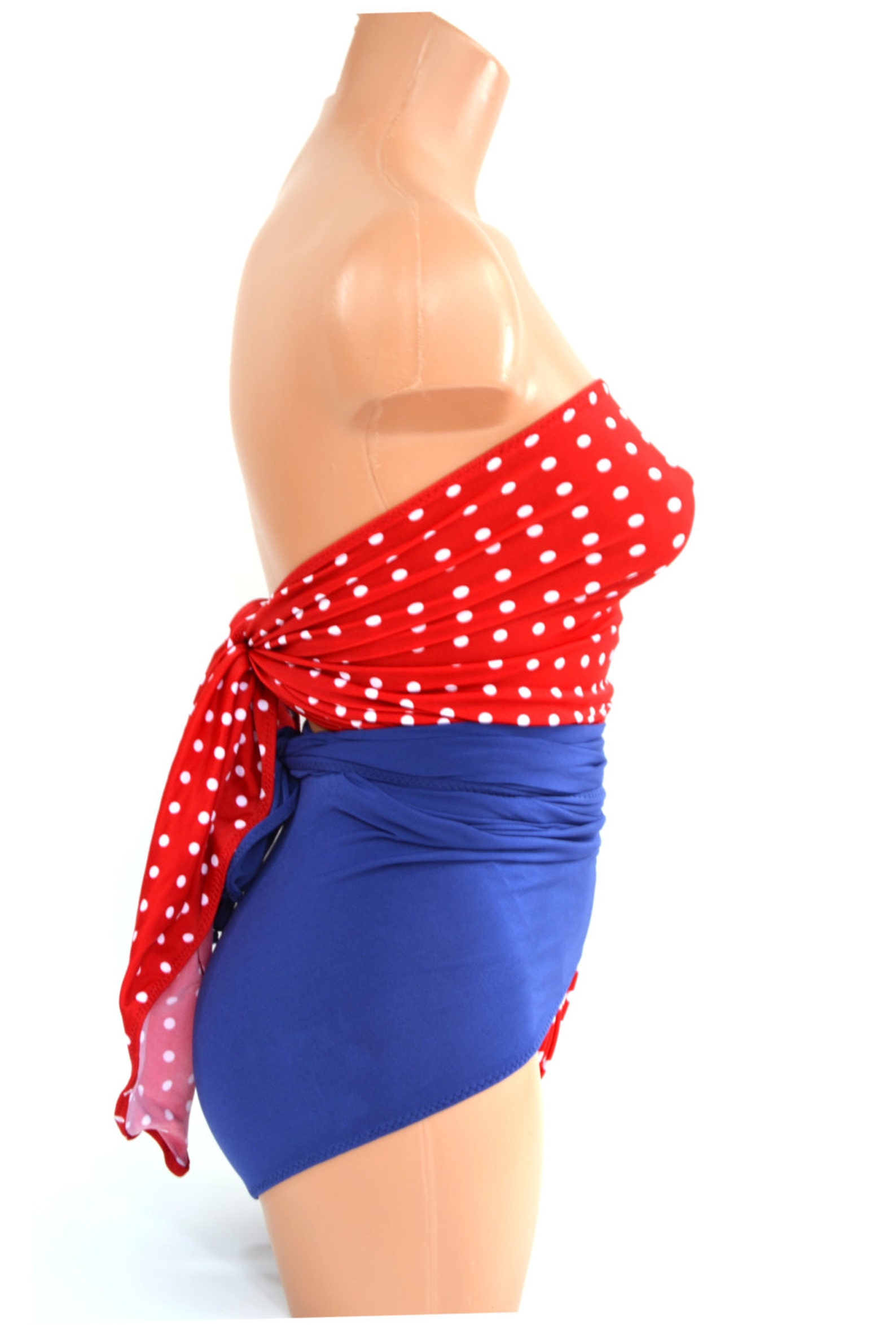 Large Bathing Suit Wrap Around Swimsuit Pin Up Girl Americana Etsy