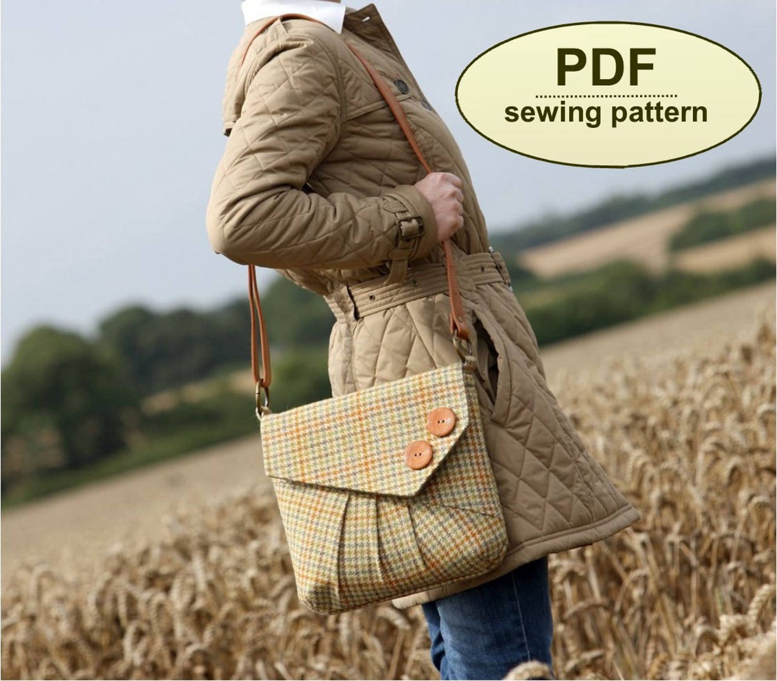 Messenger Bag Pattern, PDF Vintage Style Sewing Tutorial, Purse Pattern ...
