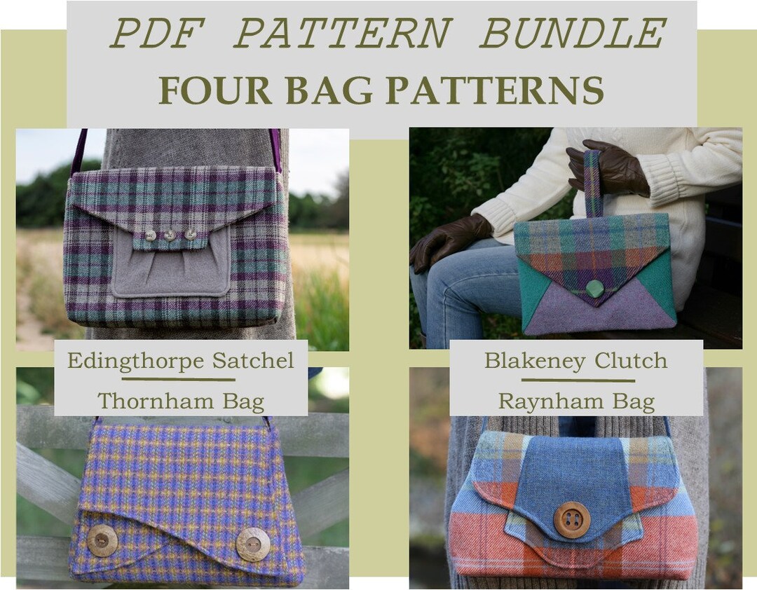 Bag Sewing Patterns PDF Pattern Bundle Four Vintage Inspired - Etsy