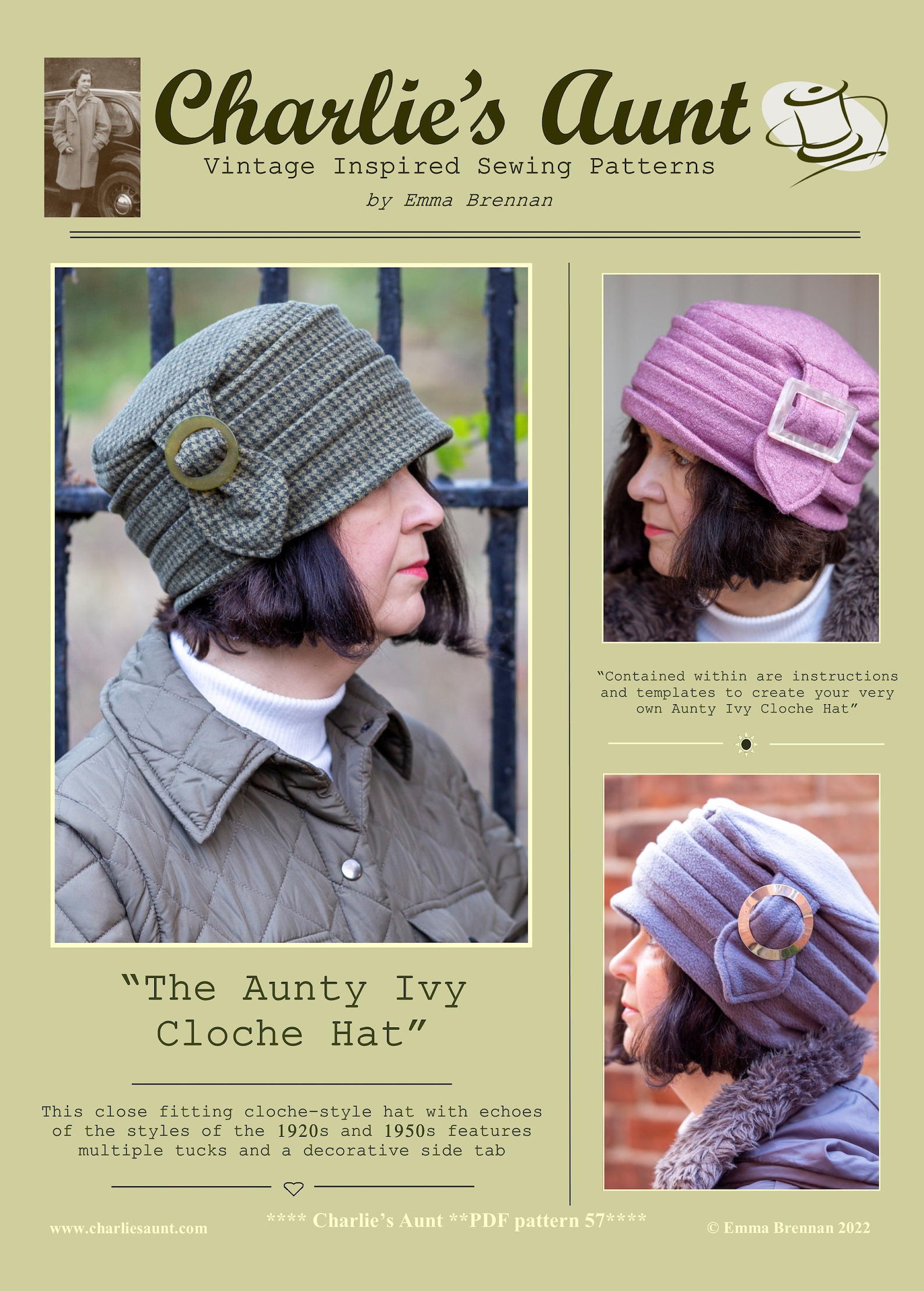 Cloche Hat PDF Sewing Pattern Vintage Style Hat Sewing - Etsy