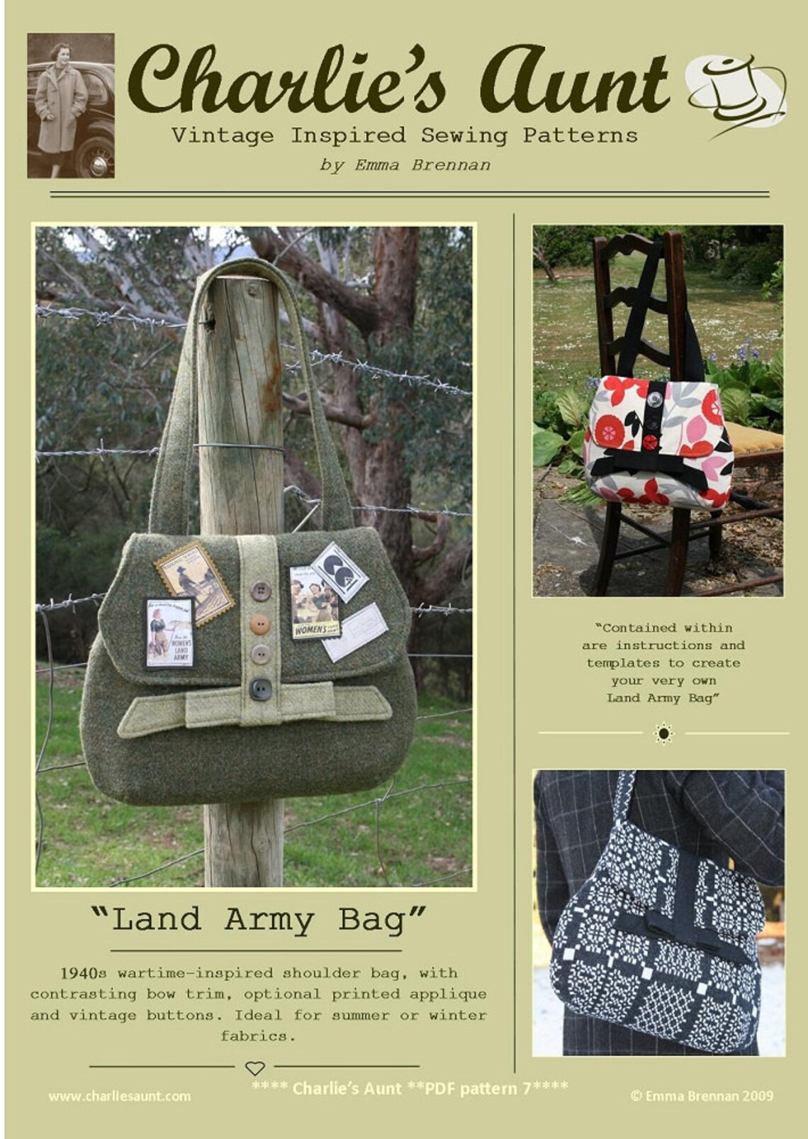 Land Army Bag PDF Sewing Pattern INSTANT DOWNLOAD - Etsy