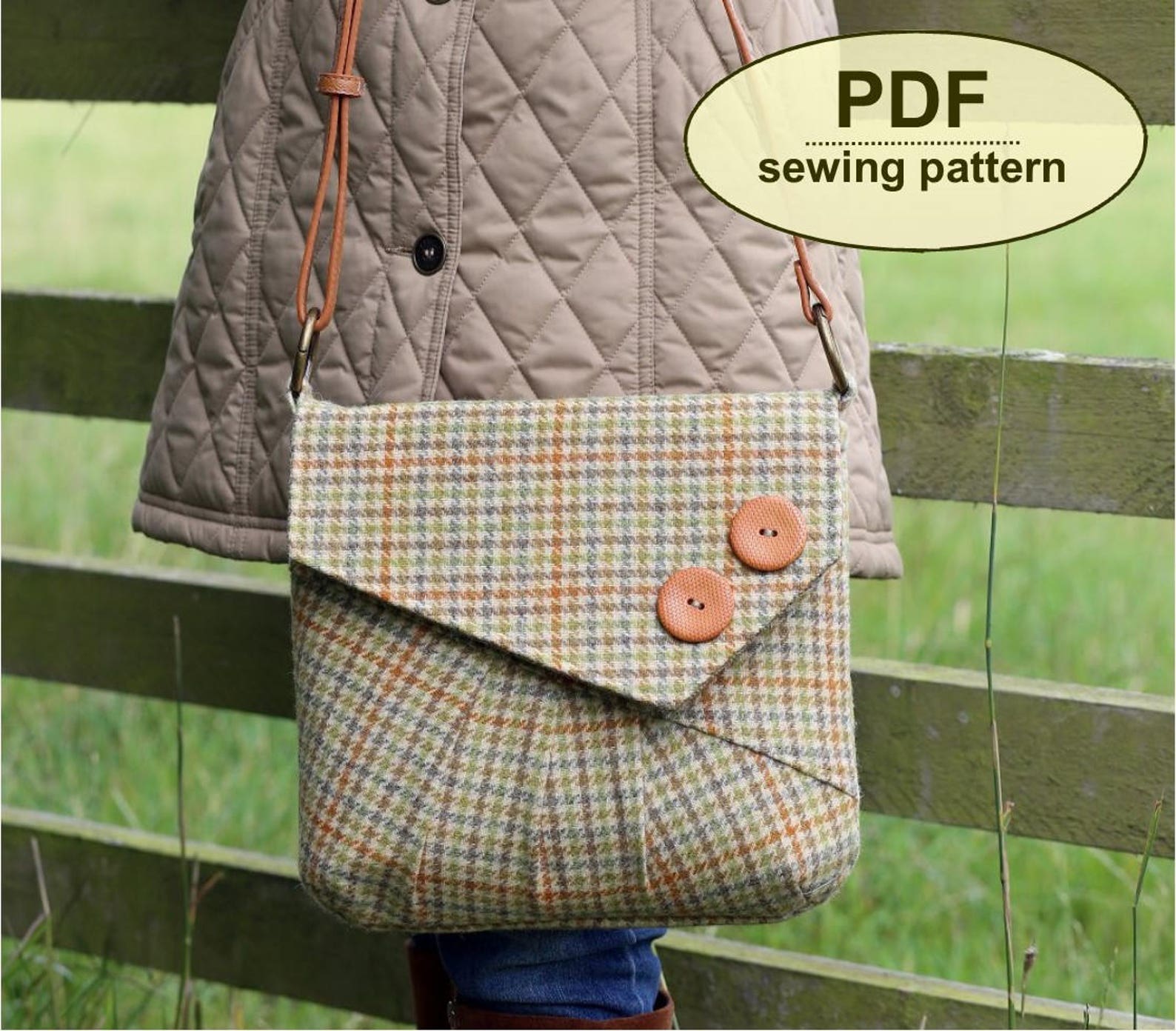 Messenger Bag Pattern, PDF Vintage Style Sewing Tutorial, Purse Pattern ...