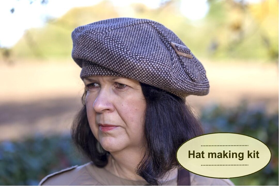Beret Hat Making Kit, British Wool Mix Tweed, Materials to Make Retro ...