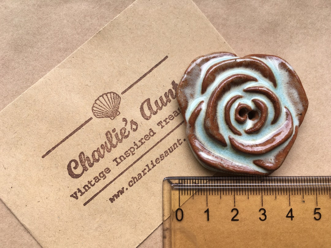 One Large Vintage Ceramic Rose Shaped Button Size Approx. 2" (50mm ...