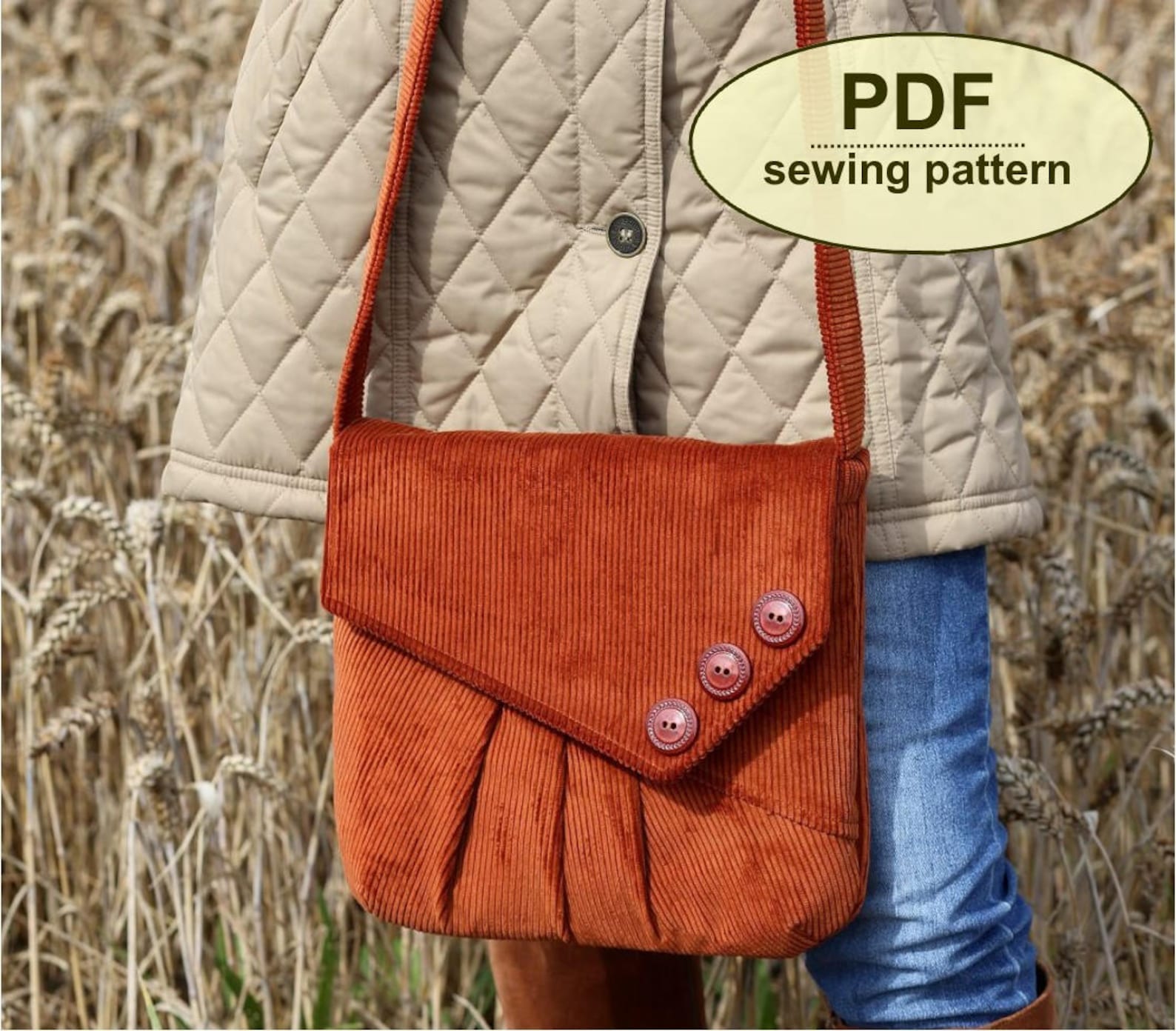 Messenger Bag Pattern, PDF Vintage Style Sewing Tutorial, Purse Pattern ...