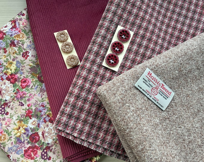 British Wool Tweed Fabric Bundle, Includes Handwoven Harris Tweed ...