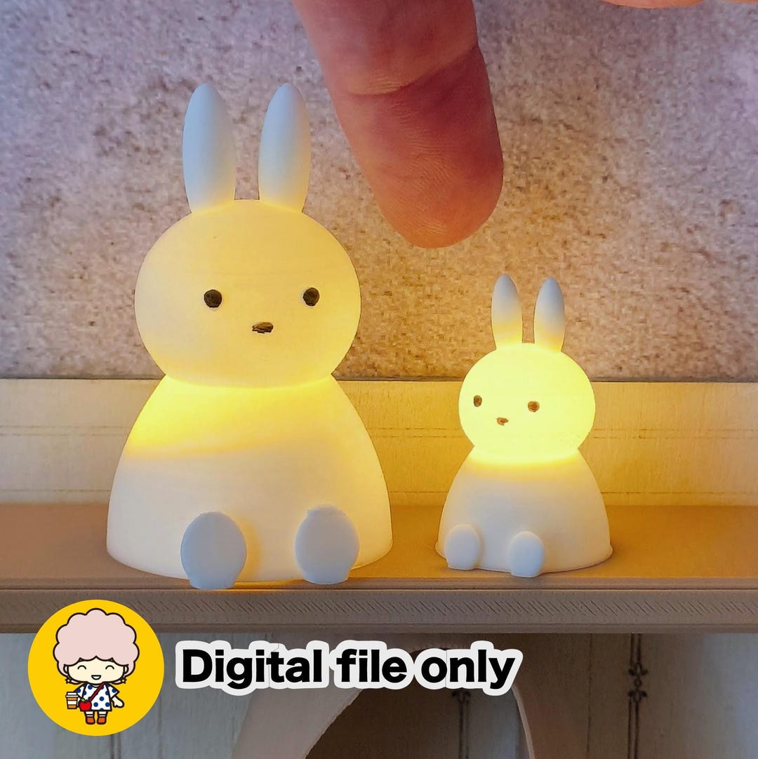 3D Printable Bunny Lamp and Bonus Bunny Figurine - 1:12 Dollhouse STL ...