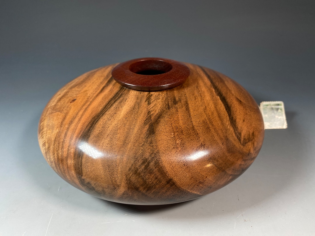 English Walnut With Sapele Rim G+ Hollow Vase #15535 Made by ...