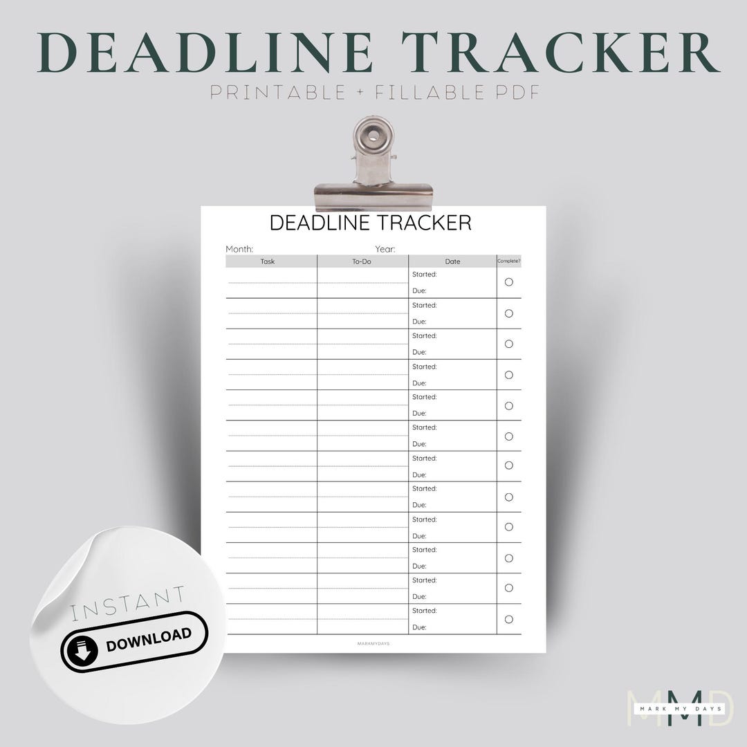 Deadline Tracker | to Do List | Task Tracker (digital Download) - Etsy