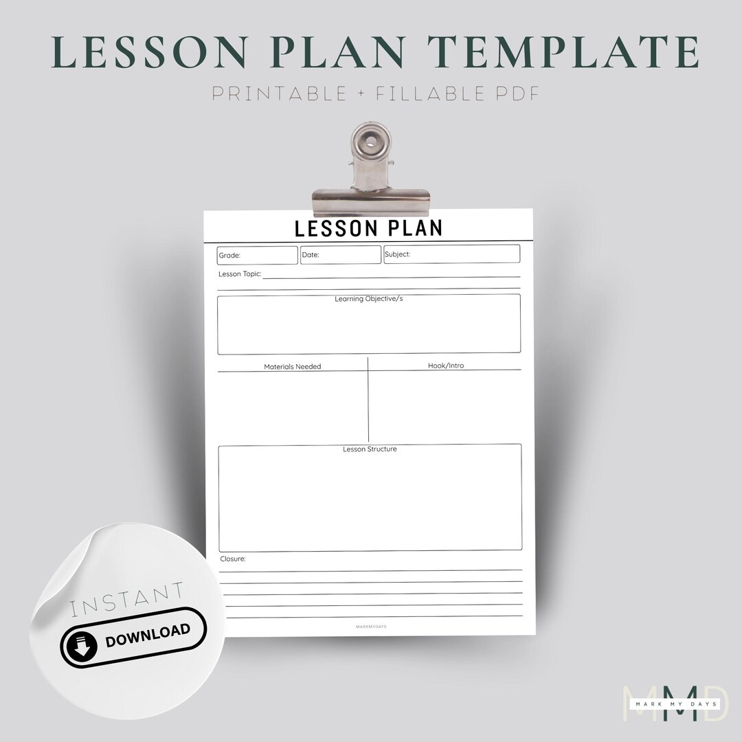 Editable Lesson Plan | Teaching Outline | Learning Plan | Printable ...