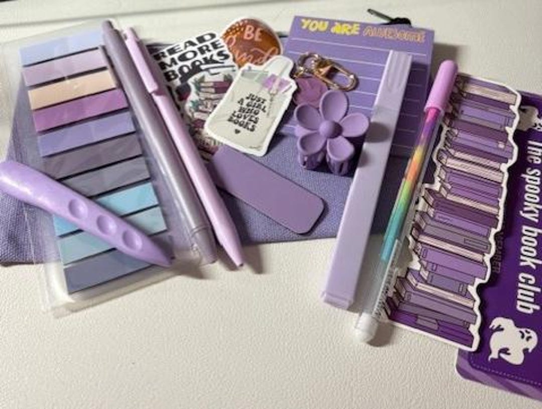 A 15-item All-purple Bookish Grab Bag Packed With Stationery, Desk ...