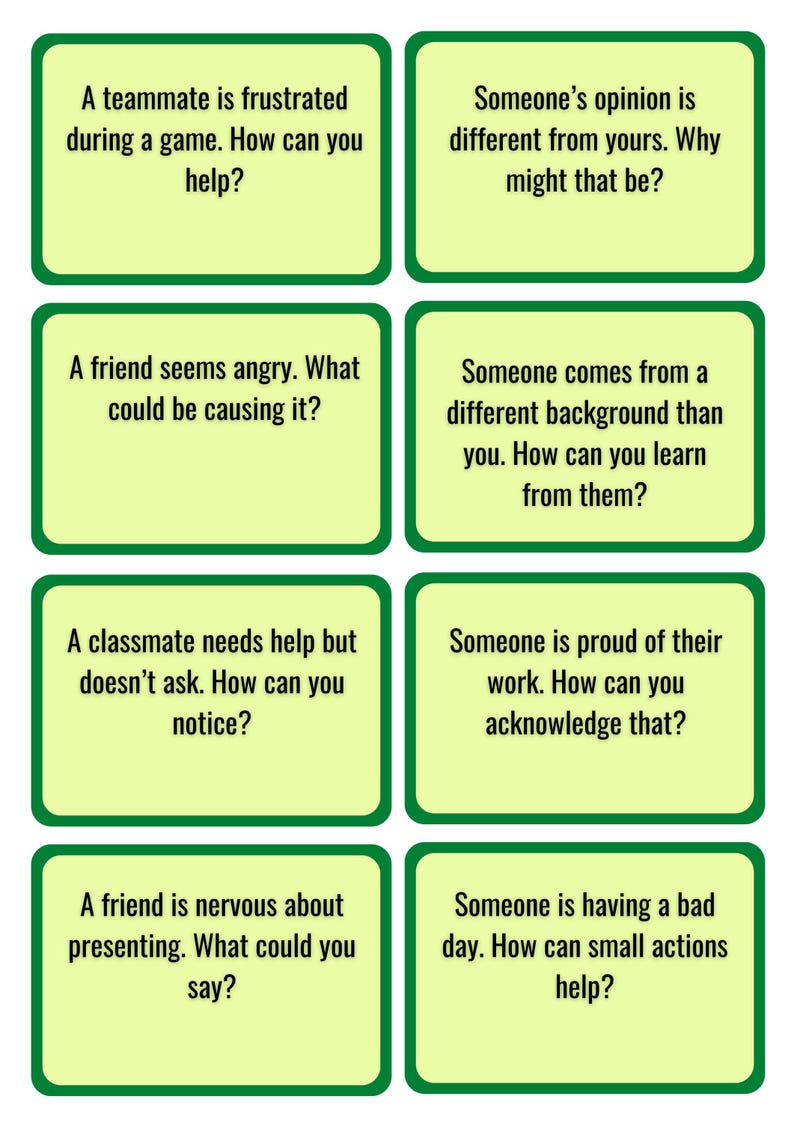 Social Skills Scenario Cards – 100 Emotional Learning Prompts ...