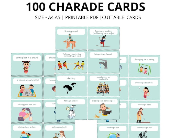 Printable Charades Game: 100 Action Phrases (PDF Download) - Etsy Canada
