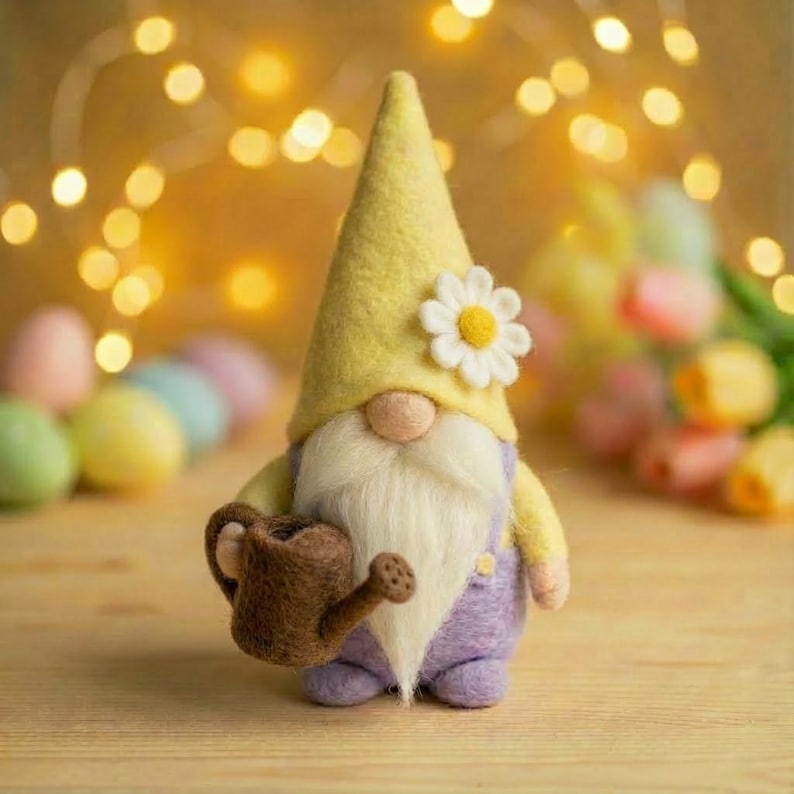 Needle Felt Gnome Figurine, Handmade Wool Garden Decor, Cottagecore ...