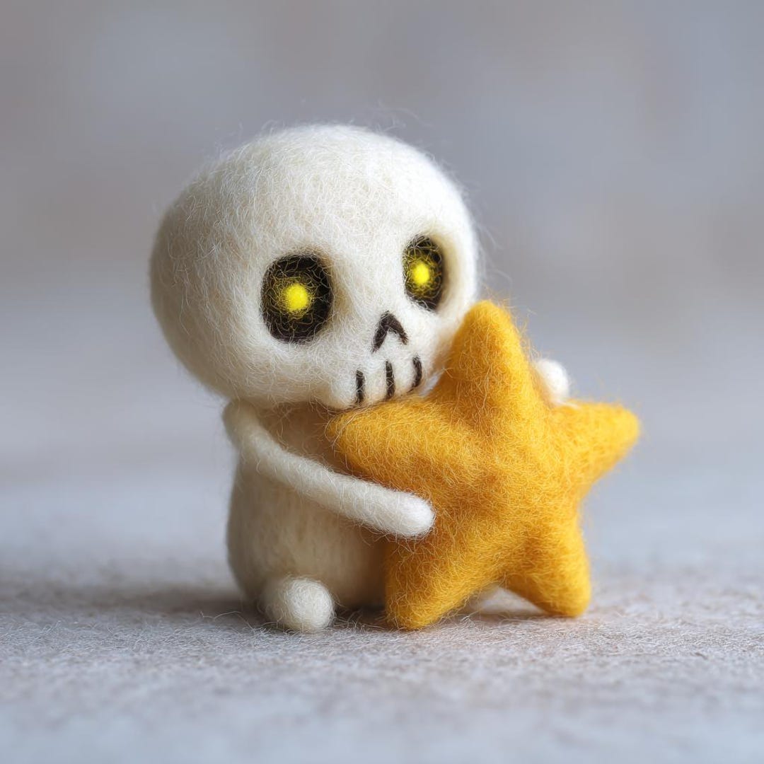 Wool Felt Skeleton With Star – Needle Felted Ghost & Tree Ornament ...