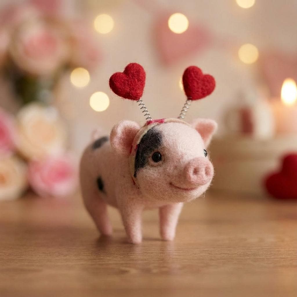 Needle Felt Pig Figurines, Wool Piglet Miniatures, Whimsical Shelf ...